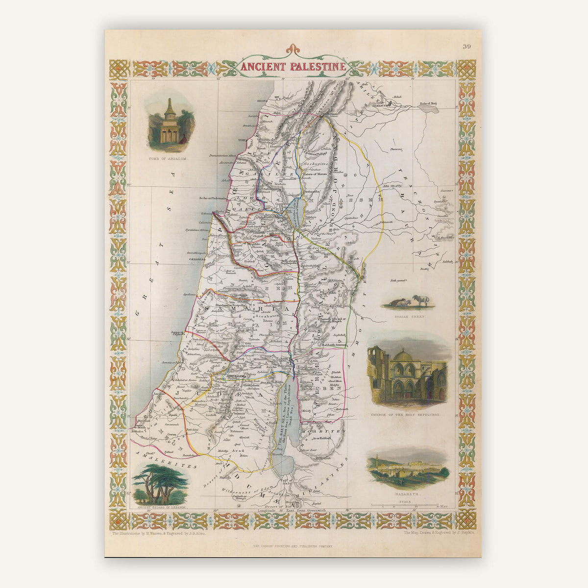 Affiche ancienne Palestine 1851 - Cartopolo