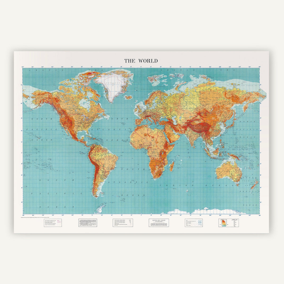 Affiche Planisphère "The World" 1947 – Cartopolo